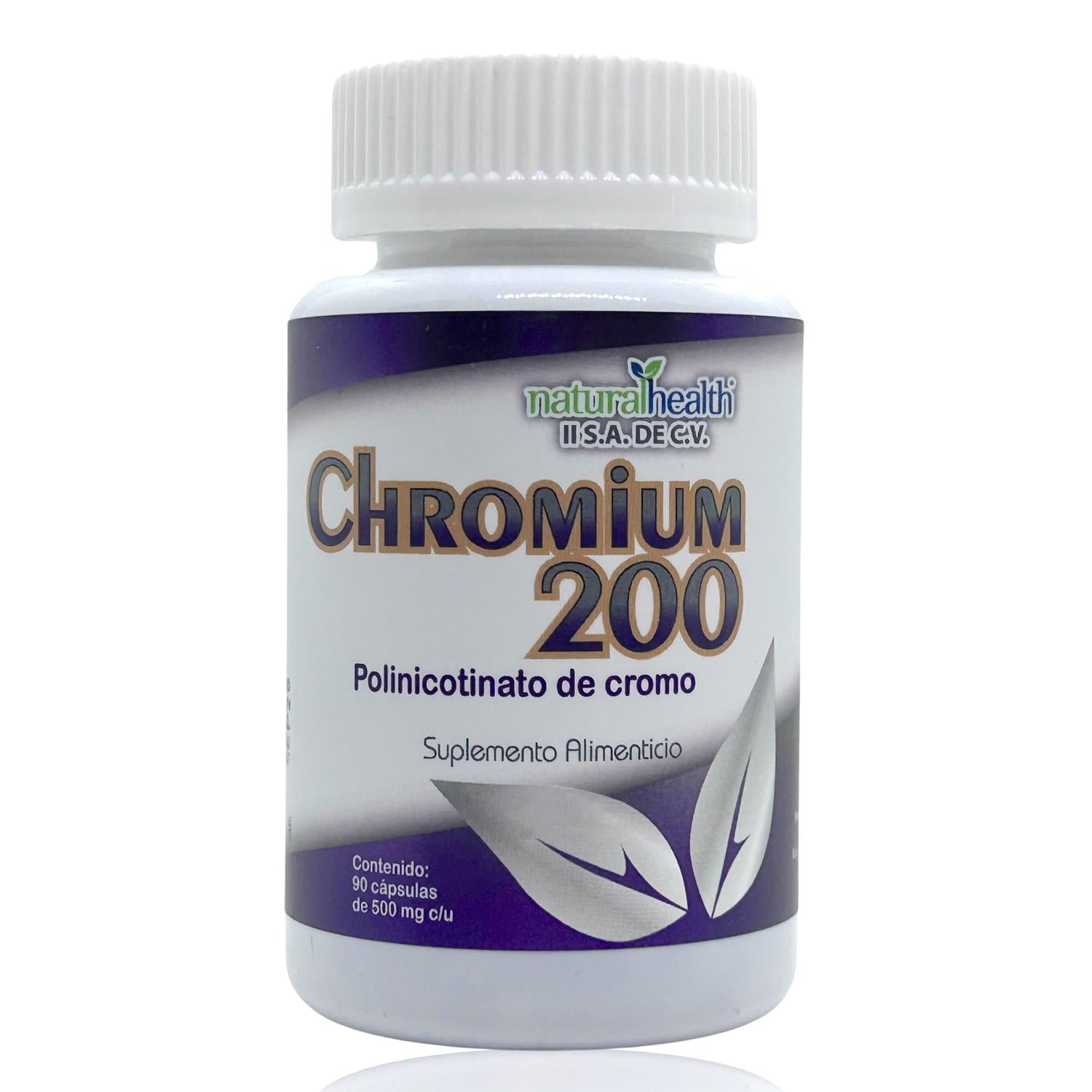 Picolinato de Cromo Chromium 200 90 Cápsulas Natural Health | Bodega ...