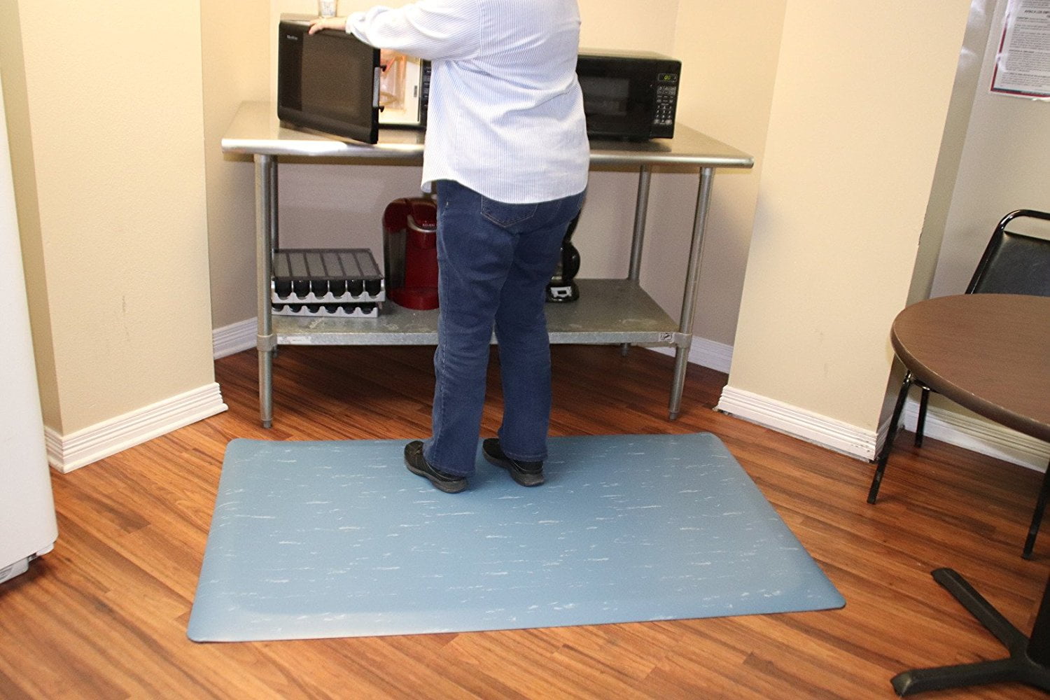 36" Wide, Rhino Mats, Marbleized Tile Top Anti-fatigue Mat, Blue, 1/2 ...