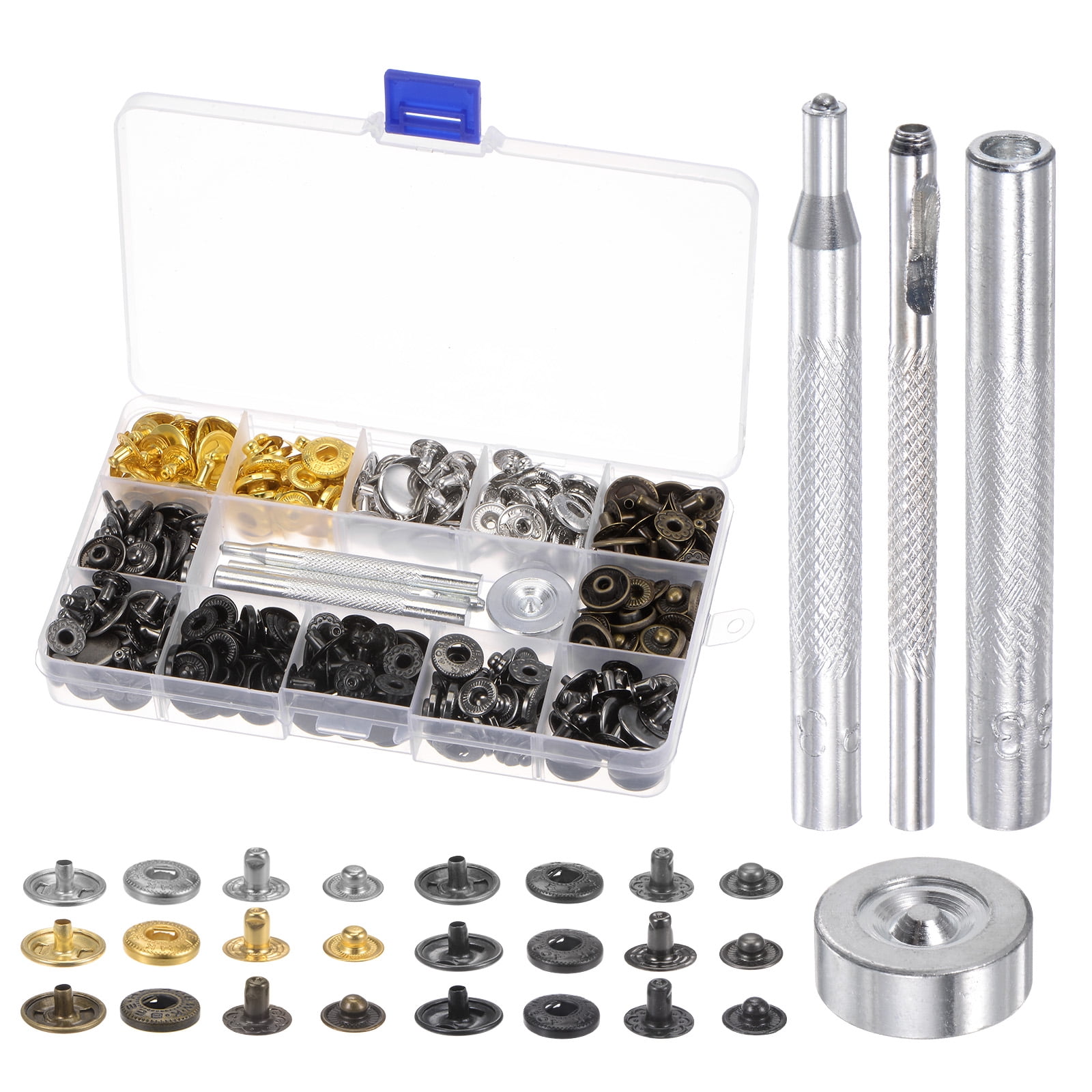 Snap Fasteners Kit 6 Colors with 4 Setter Tools & Storage Box, 90 Sets ...