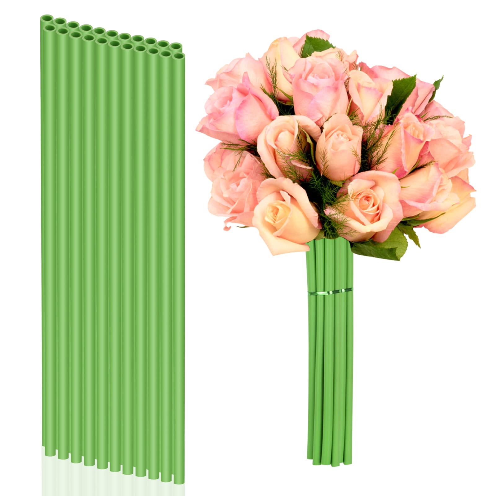Yesbay 10 Pcs Flower Stem Cover Green Unbreakable Flexible Soft PVC DIY ...
