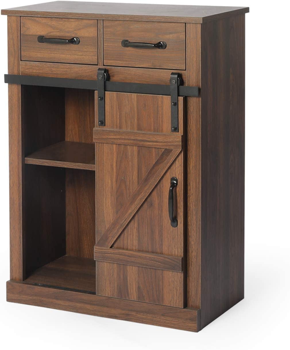 Coewske 11.8 inch Wood Storage Cabinet with Sliding Barn Door Kitchen ...