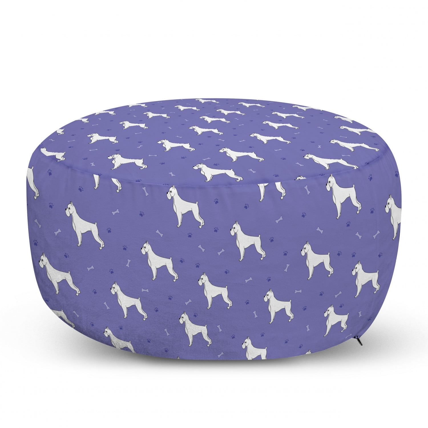 Boxer Dog Pouf Cover with Zipper, Cartoon Style Pattern of Canine ...