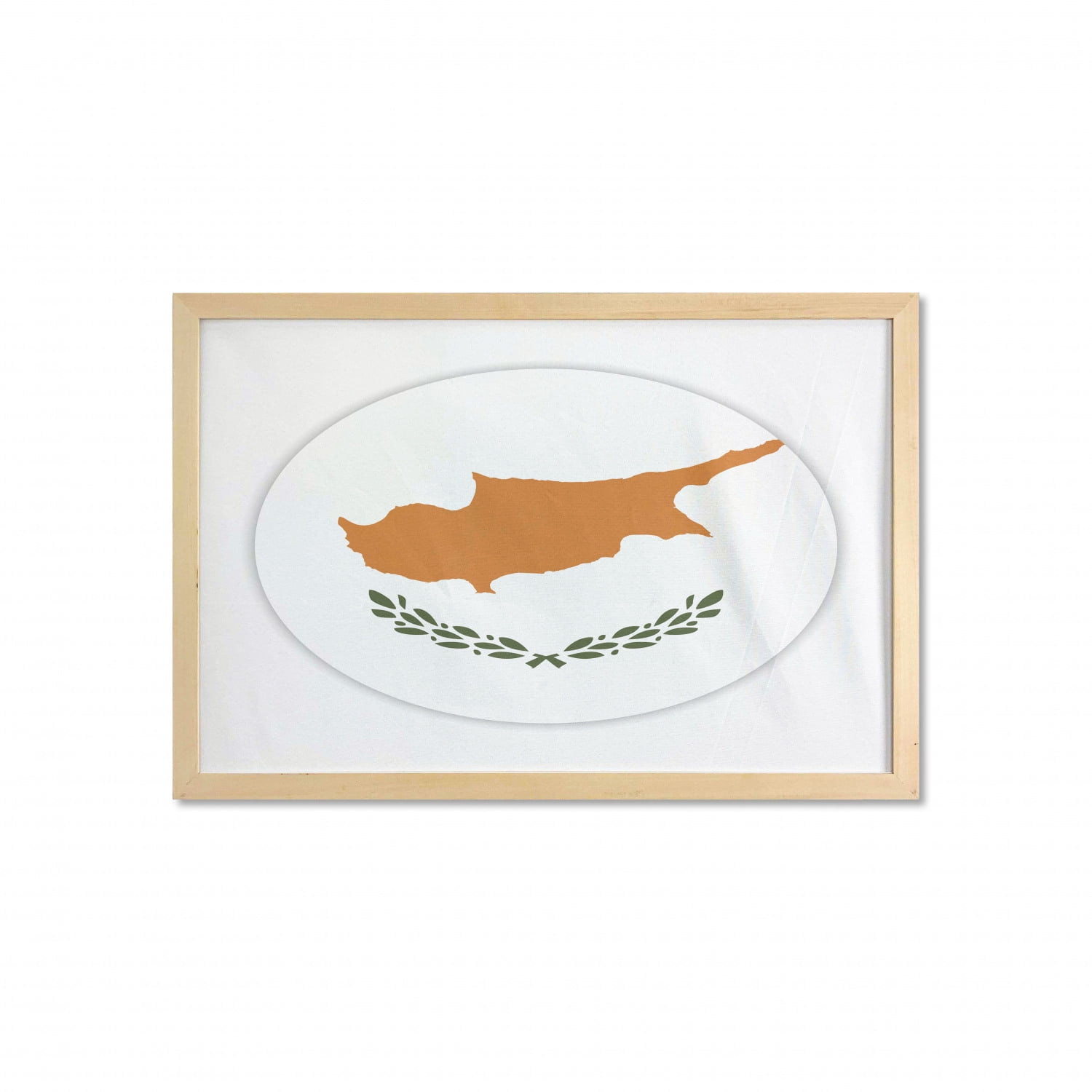 Cyprus Wall Art with Frame, Simple Illustration of Rounded Flag of ...