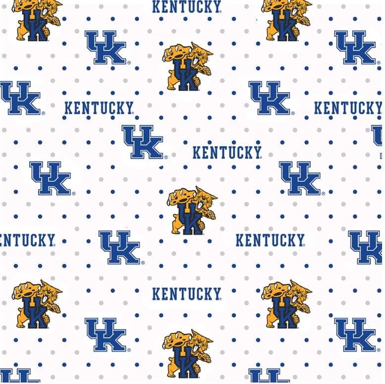 University of Kentucky Wildcats Cotton Fabric with White Polka Dot ...