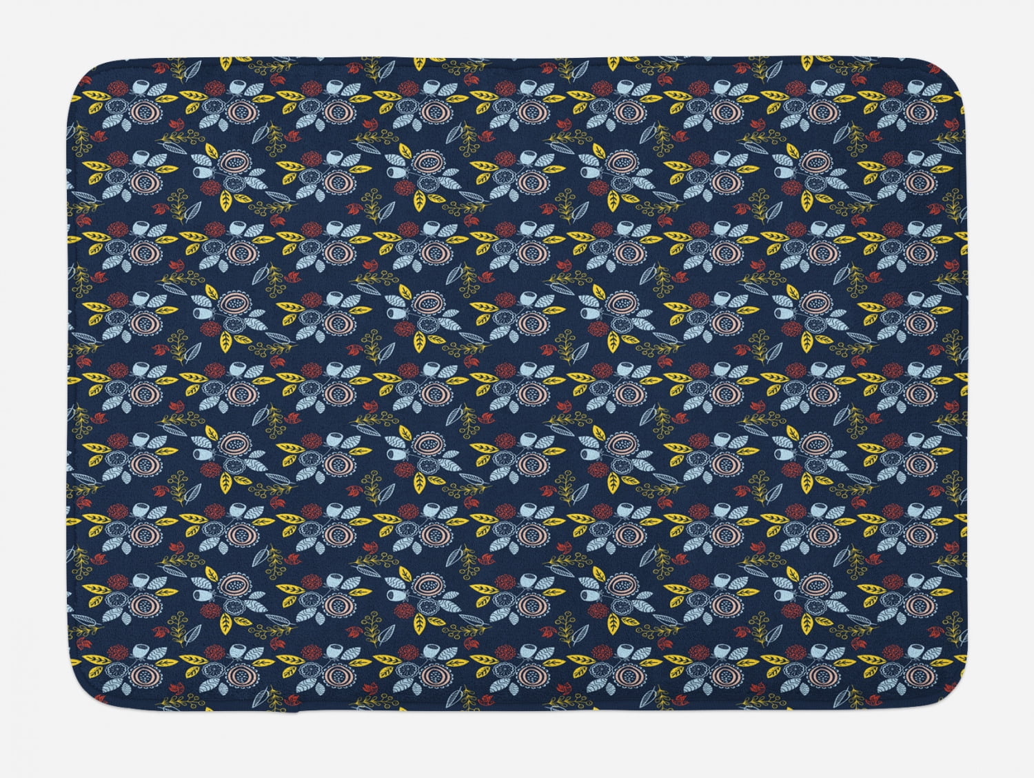 Garden Art Bath Mat, Nature Inspired Hand Drawn Style Bouquets of ...