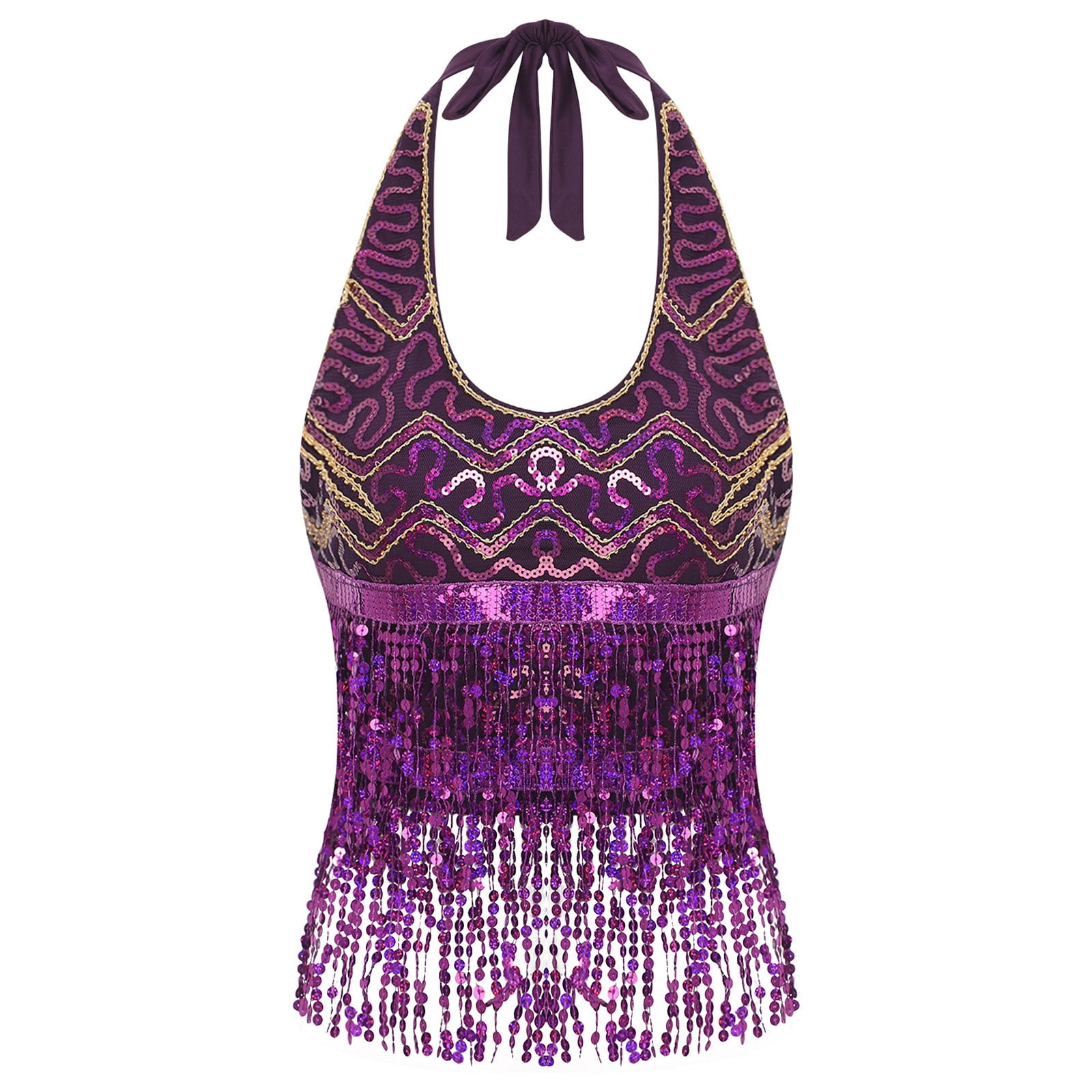 Click here for Xunzoo Womens Shiny Sequins Belly Dance Bra Top Ha... prices