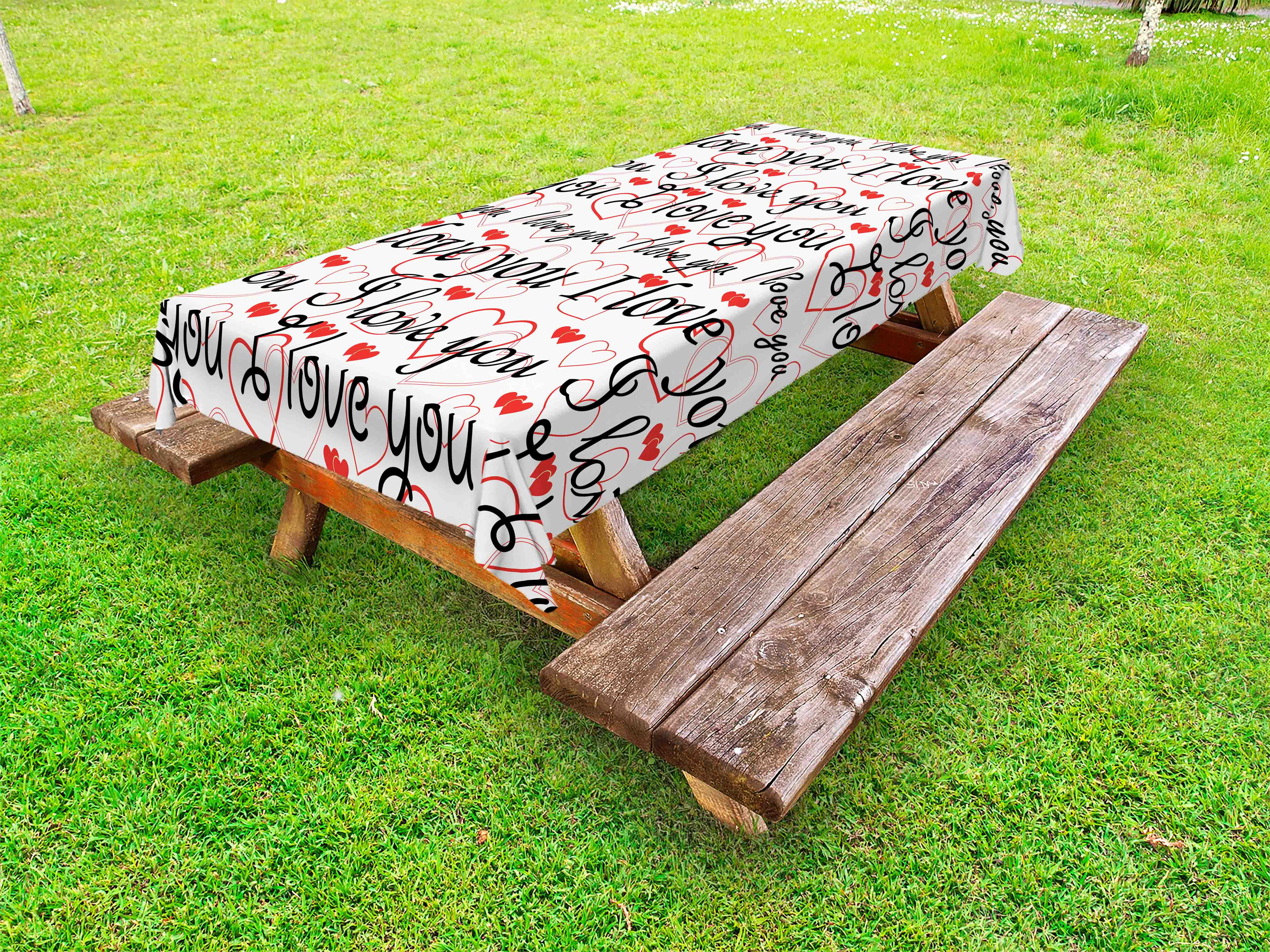 I Love You Outdoor Tablecloth, Beauty of Love Style Typography Birthday ...