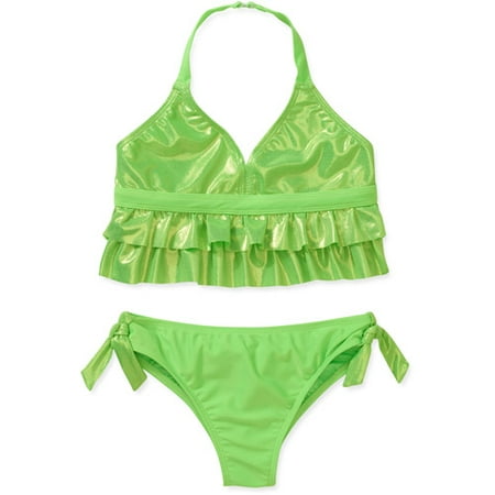 Girls' 2 Piece Halter Ruffle Tankini Set - Walmart.com