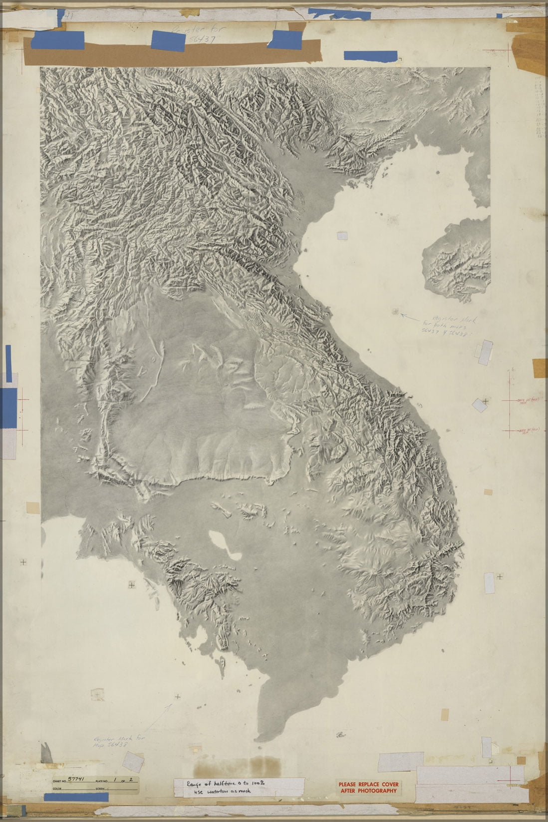 24"x36" Gallery Poster, cia terrain map vietnam cambodia laos thailand ...