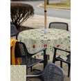 Floral Square Outdoor Tablecloth with Umbrella Hole Green Background ...