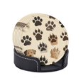 6-Piece Set Of Round Coasters Water-Resistant Leather Double-Sided Non ...