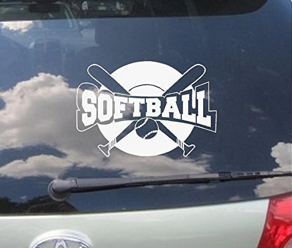 Decal ~ Softball Decal ~ WALL OR WINDOW DECAL White 6.5" x 10 ...