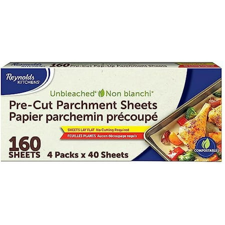 Reynolds KITCHENS Pre Cut Parchment Sheets 40ct 4-Pack, 160 Sheets ...