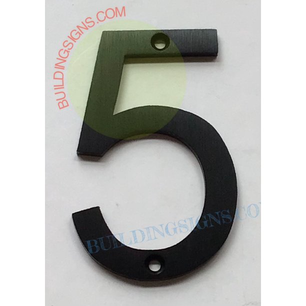 House number 5 sign ( Black Aluminium, 3 inch)-Floating Mount House ...