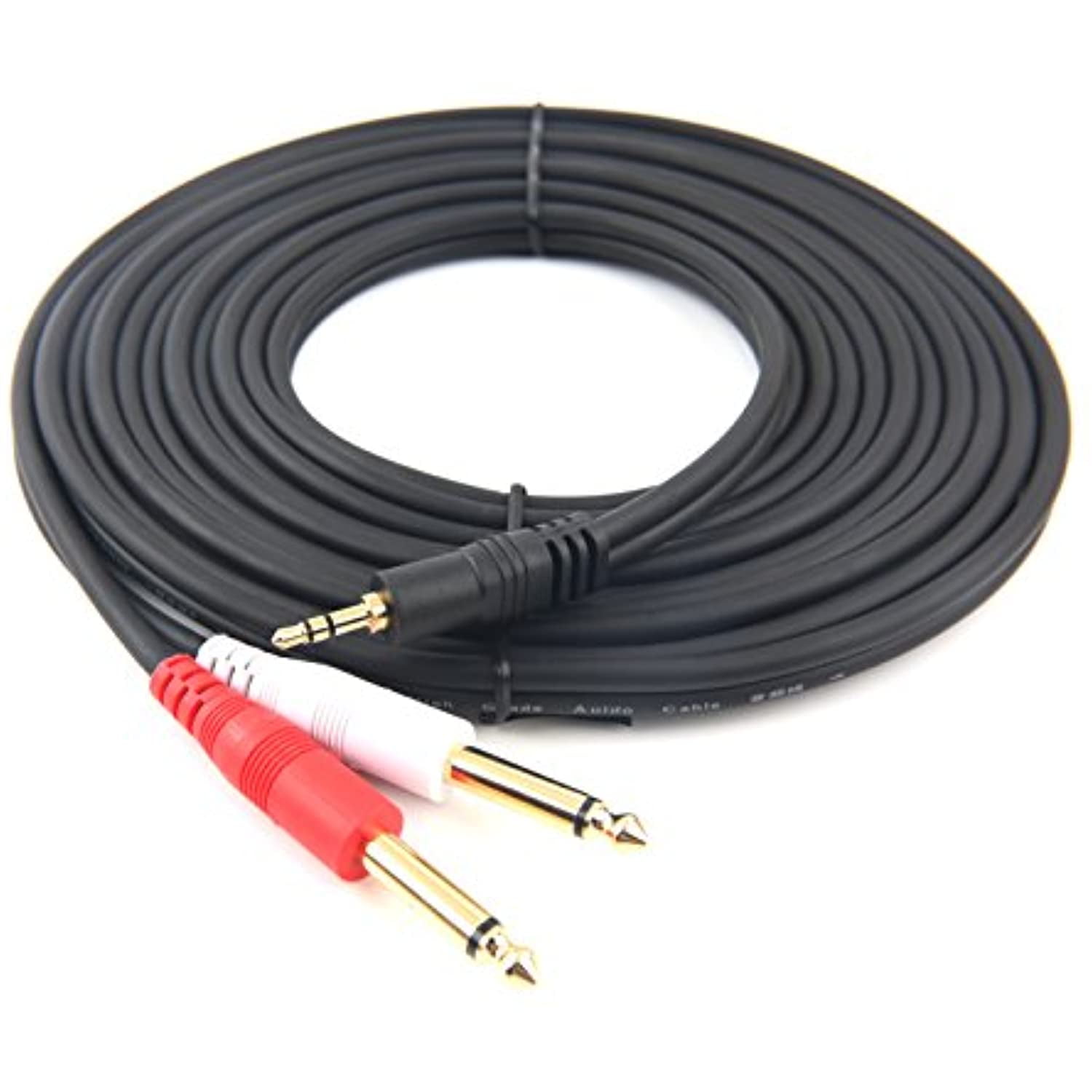 Devinal 1/8 inch Male Stereo to Dual 1/4 Mono Male Audio Cable, 3.5mm ...