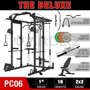 1400LBS Capacity Power Cage Rack, Professional Home Gym Equipment with ...