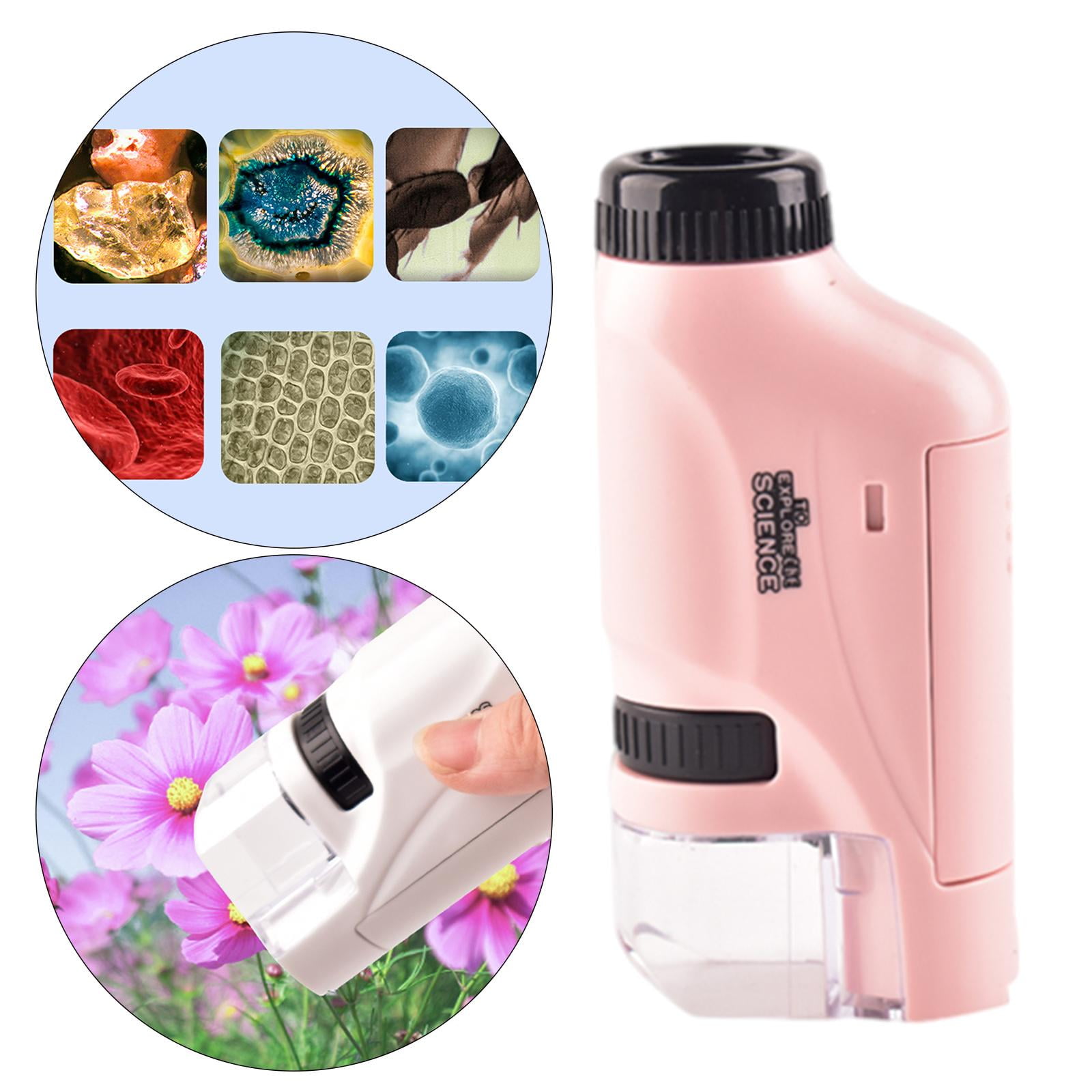 Microscopes figatia Mini Handheld Microscope 60X-120X Zoom 2 AAA ...