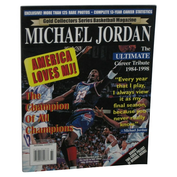 NBA Basketball Michael Jordan Gold Ultimate Career Tribute 1984-1998 ...