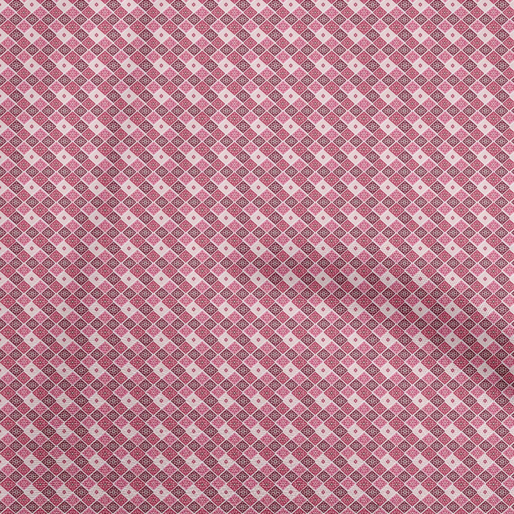 oneOone Cotton Poplin Pink Fabric Asian Kilim Sewing Material Print ...