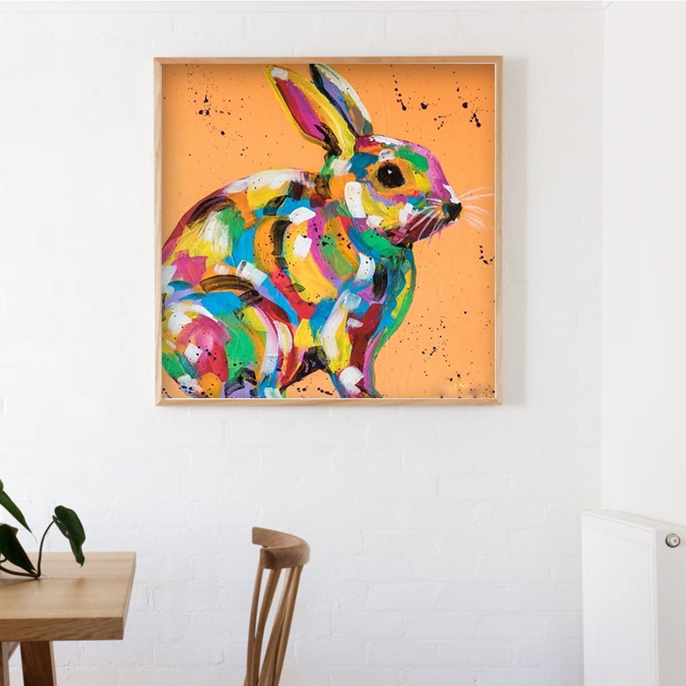 animal themed gifts embroidered wall decor original rabbit painting ...