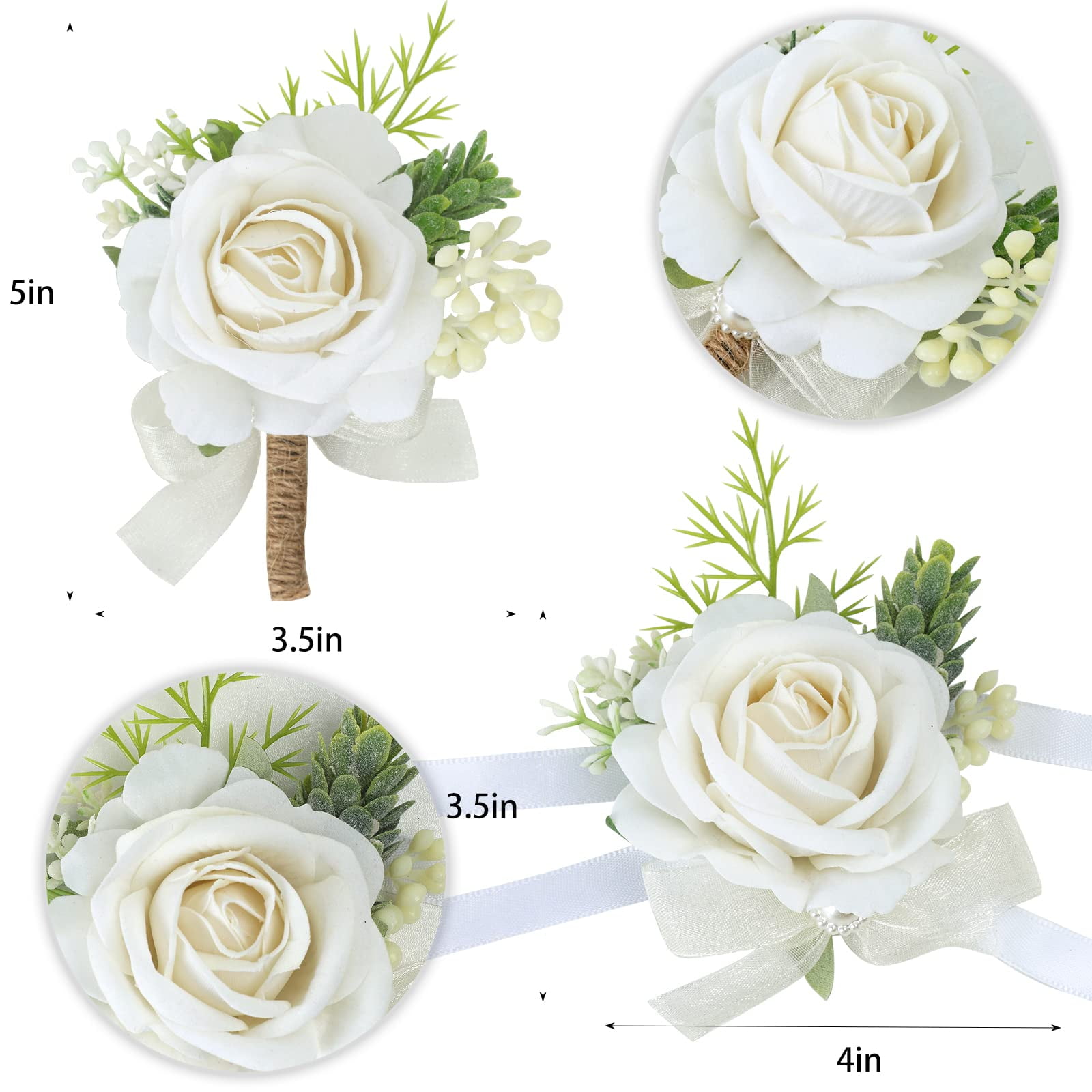 Corsage and Boutonniere Set, Wrist Corsage for Prom and Boutineers for ...