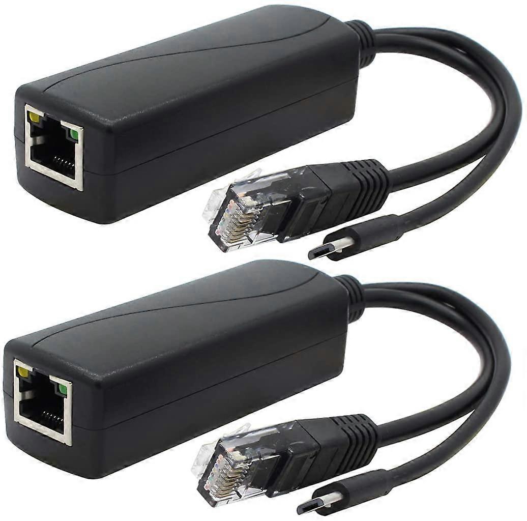 2-Pack Gigabit PoE Splitter, 48V to 5V 2.4A Micro USB Ethernet Adapter ...