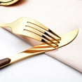 Stainless Steel Dinnerware Retro Wooden Handle Food Fork Spoon ...