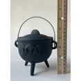 Triple Moon Cast Iron Cauldron With Lid and Handle, Witches Cauldron ...