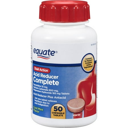 Equate Dual Action Acid Reducer Complete Chewable Tablets, 50 Ct ...