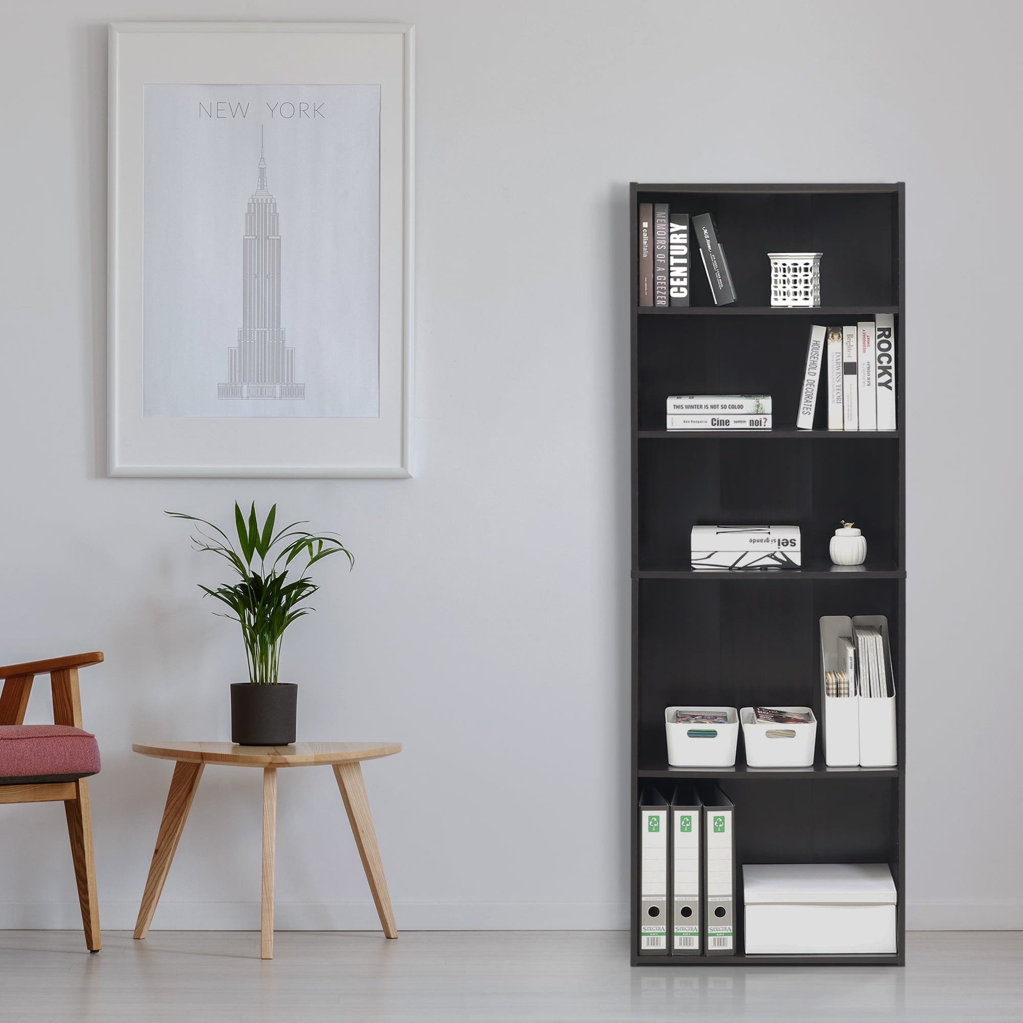 Furinno 17061SCC Wright 5-Shelf Bookcase, Cinnamon Cherry - Walmart.com