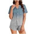 Akafmk Women's Gradient Pajama Set Short Sleeve Button Down Collar with ...