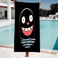 Cute Cartoon Character Beach Towel - Black Round Body with Smiling Face ...