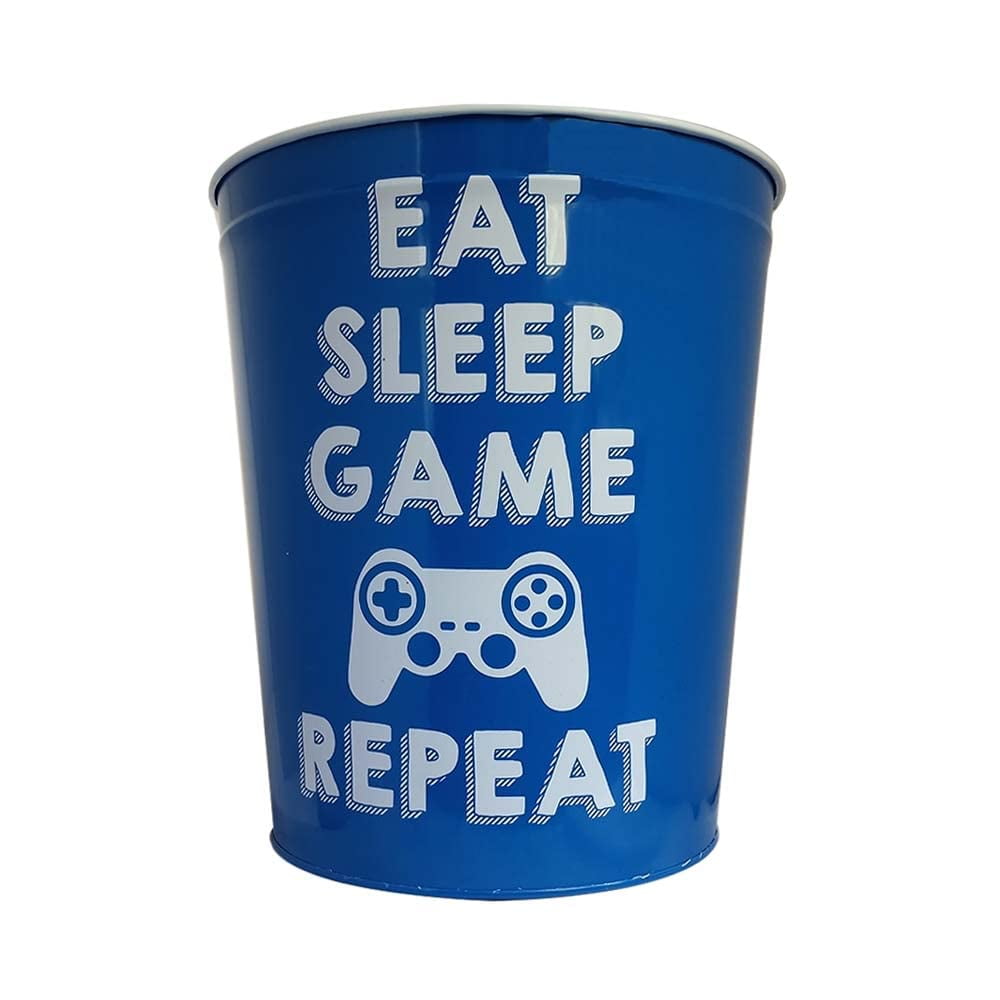 Small Gaming Room Metal Waste Basket Garbage - Gamer Trash Can Bin for ...