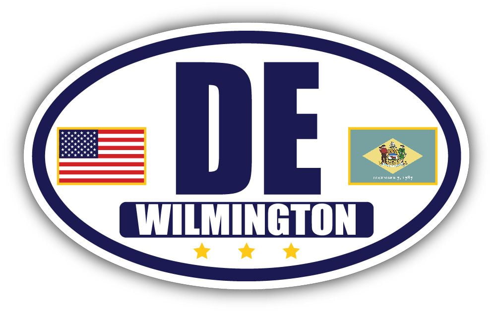 Flag of Delaware / American Flag Oval 3M Vinyl Bumper Sticker Decal ...