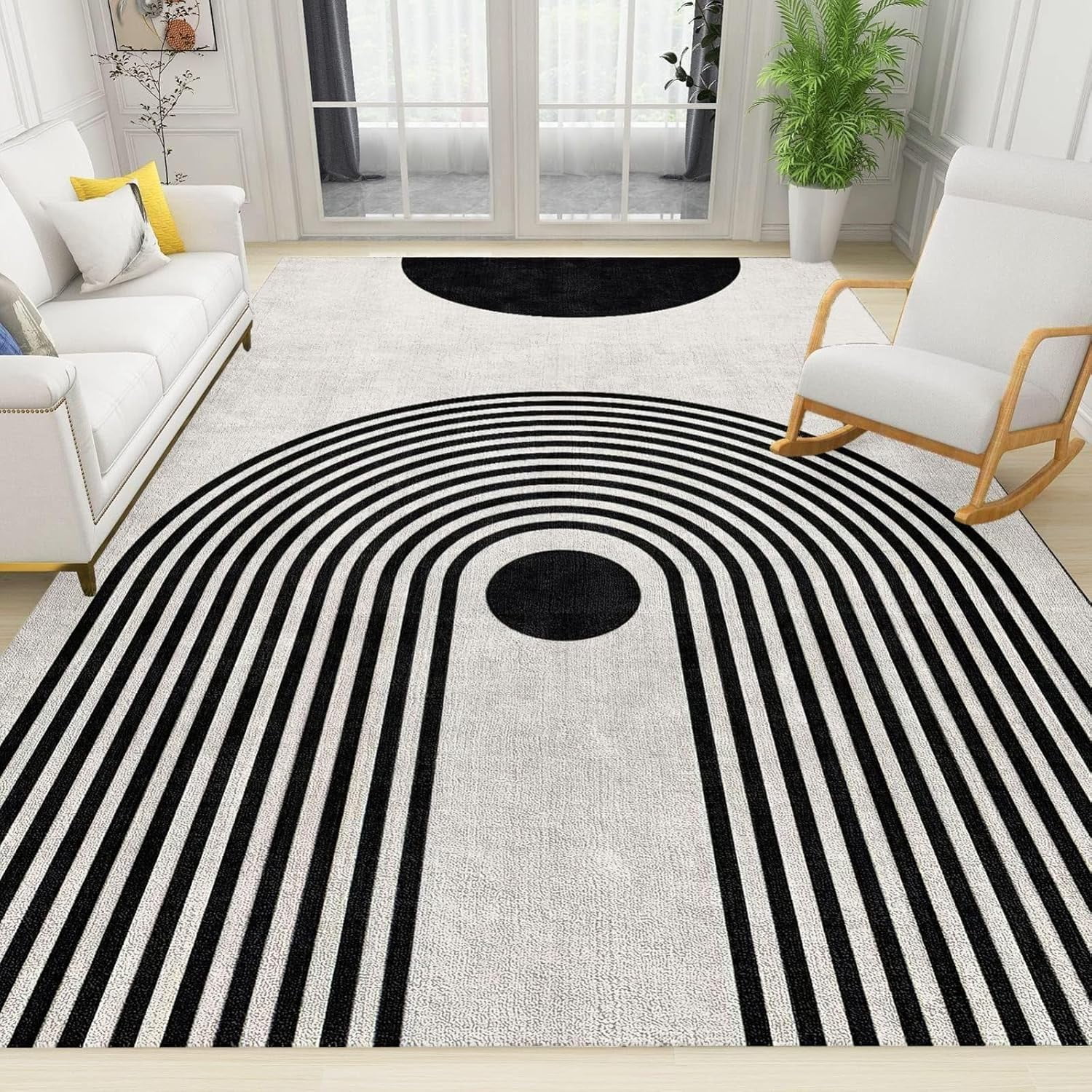 Click here for Rughome Mid Century Black And White Area Rug  Mode... prices