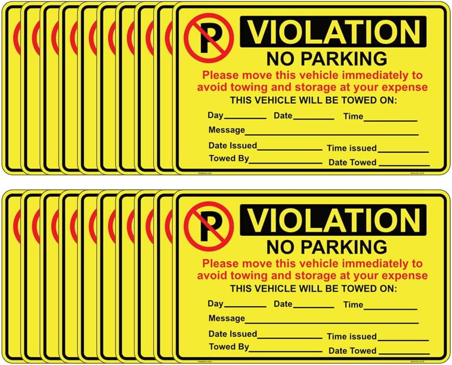 Haobase 20 Pcs Parking Violation Sticker Hard to Remove - 20 cm x 12.5 ...