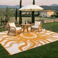 Orange & White Outdoor Rug Waterproof Reversible Plastic Straw Patio ...