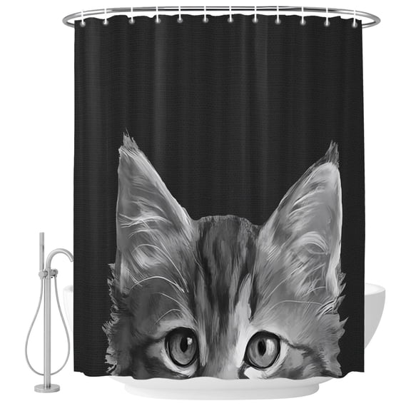 Black Cat Shower Curtains for Bathroom, Waterproof Fabric Bath Curtains ...
