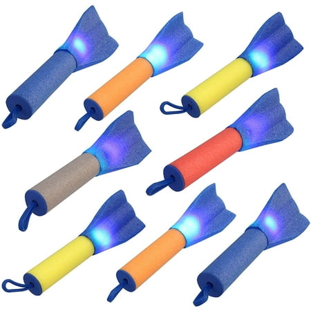 HTCM 8Pcs Slingshot Finger Rockets Foam Rocket Launcher with LED Lights ...