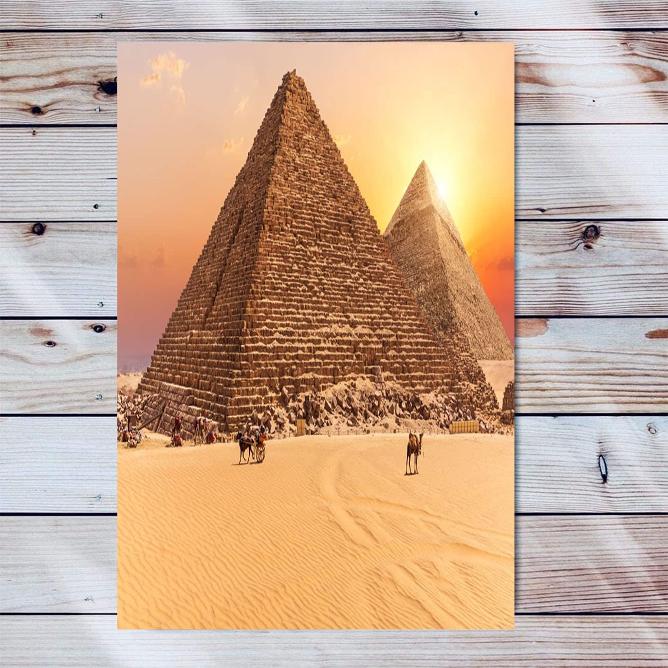 Sunset Canvas Wall Art Artwork Wooden Frame Painting The Pyramid Of ...