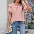CUSTG Casual T-Shirts For Women Summer Solid Color Crew Neck Hollow ...