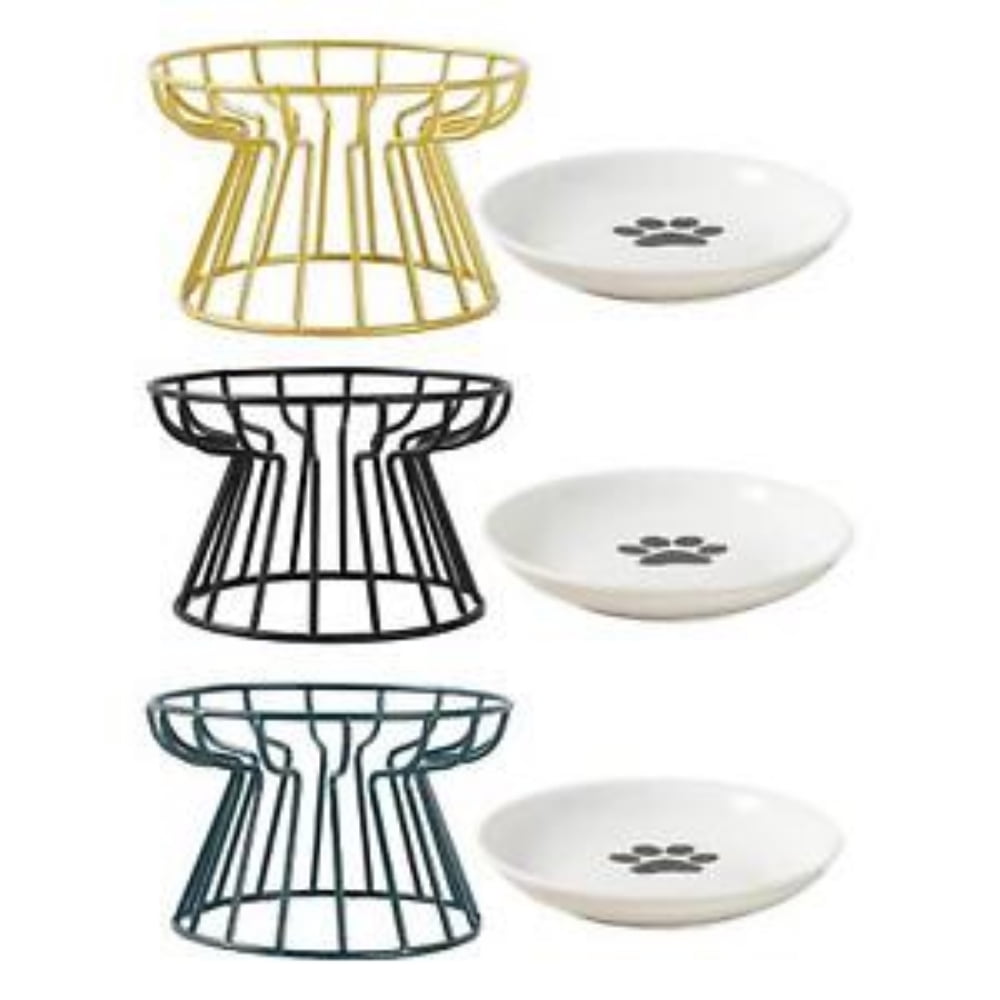 Elevated Ceramic Cat Bowl, Raised Food Feeding Dish for Small Dogs ...