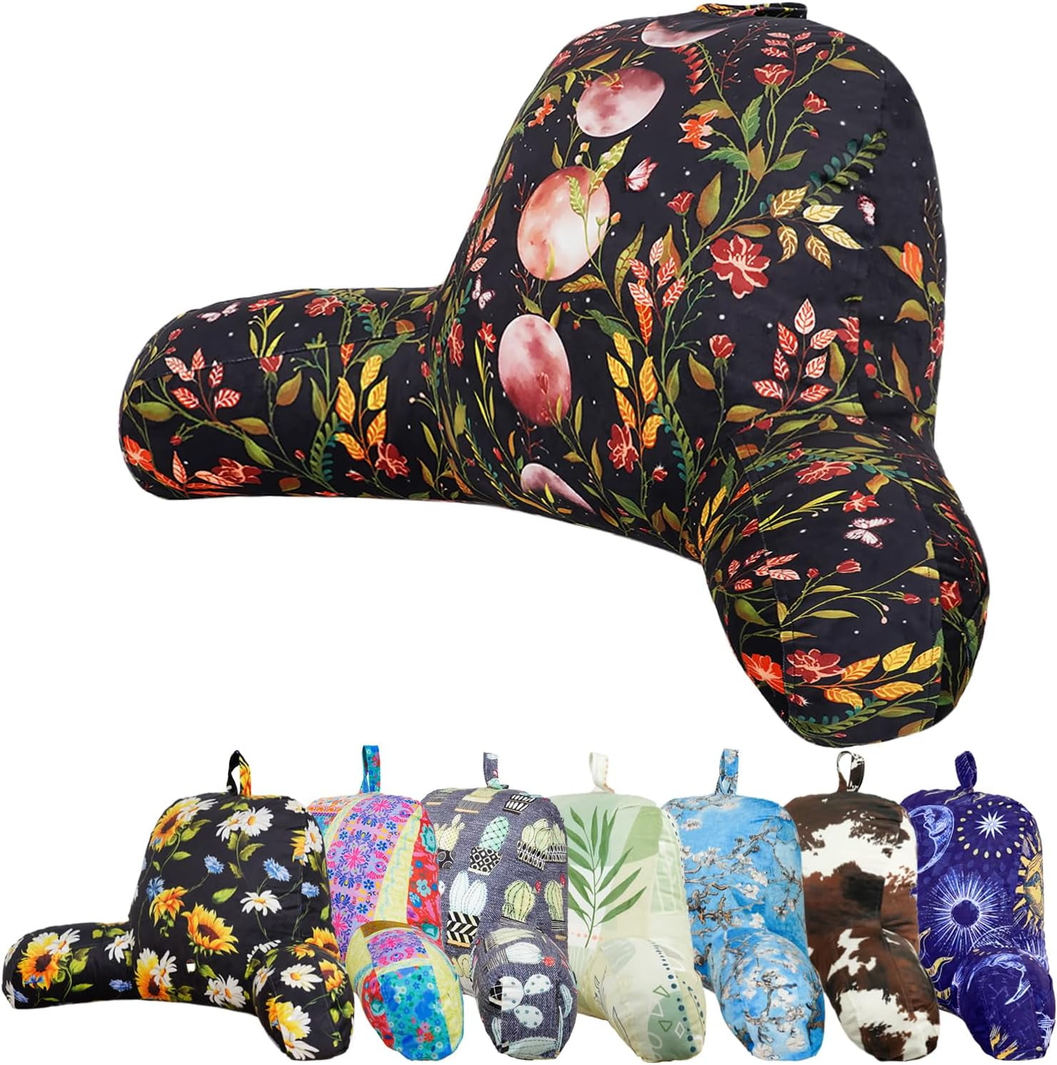Moon and Flowers Reading Pillow, Back Support Rest Pillow for Adult ...