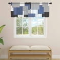 Abstract Art Semi Sheer Valance Curtains, Patchwork Black and Navy blue ...