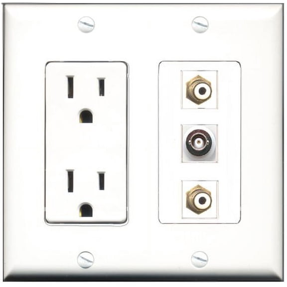 RiteAV - 15 Amp Power Outlet 2 Port BNC 1 Port Cat6 Ethernet Ethernet ...