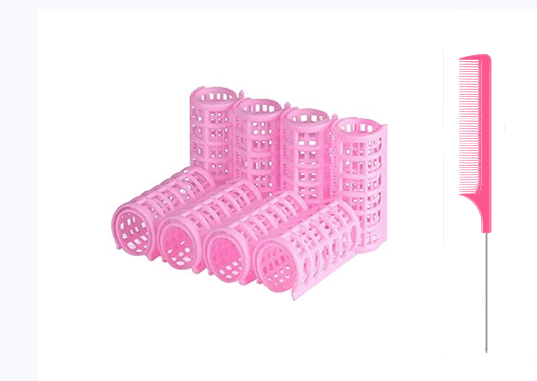 8 Pieces Hair Roller, Large Size Plastic Hair Rollers Hair Curlers with ...