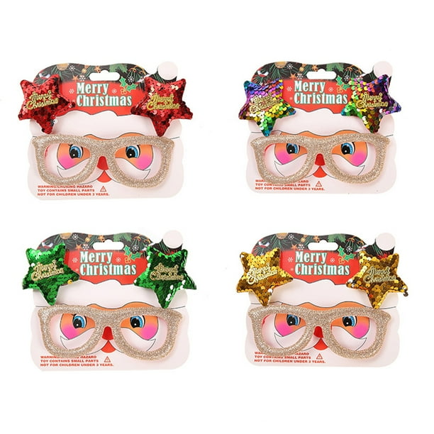 Paquete de 4 gafas de fiesta de Navidad, decoración navideña, montura ...