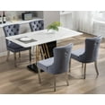 KCC Set of 6 Velvet Upholstered Dining Chairs, Stainless Steel Legs, Nikki Collection, Grey ...