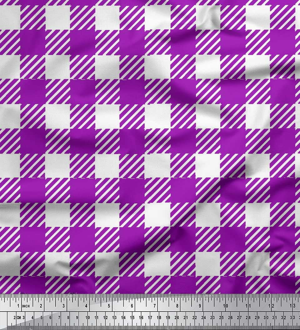 Soimoi Cotton Poplin Fabric Gingham Check Print Fabric by The Yard 42 ...