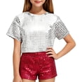 Kids Sparkling Dotty Stage Shorts for Girls and Boys Glimmering Sequin ...